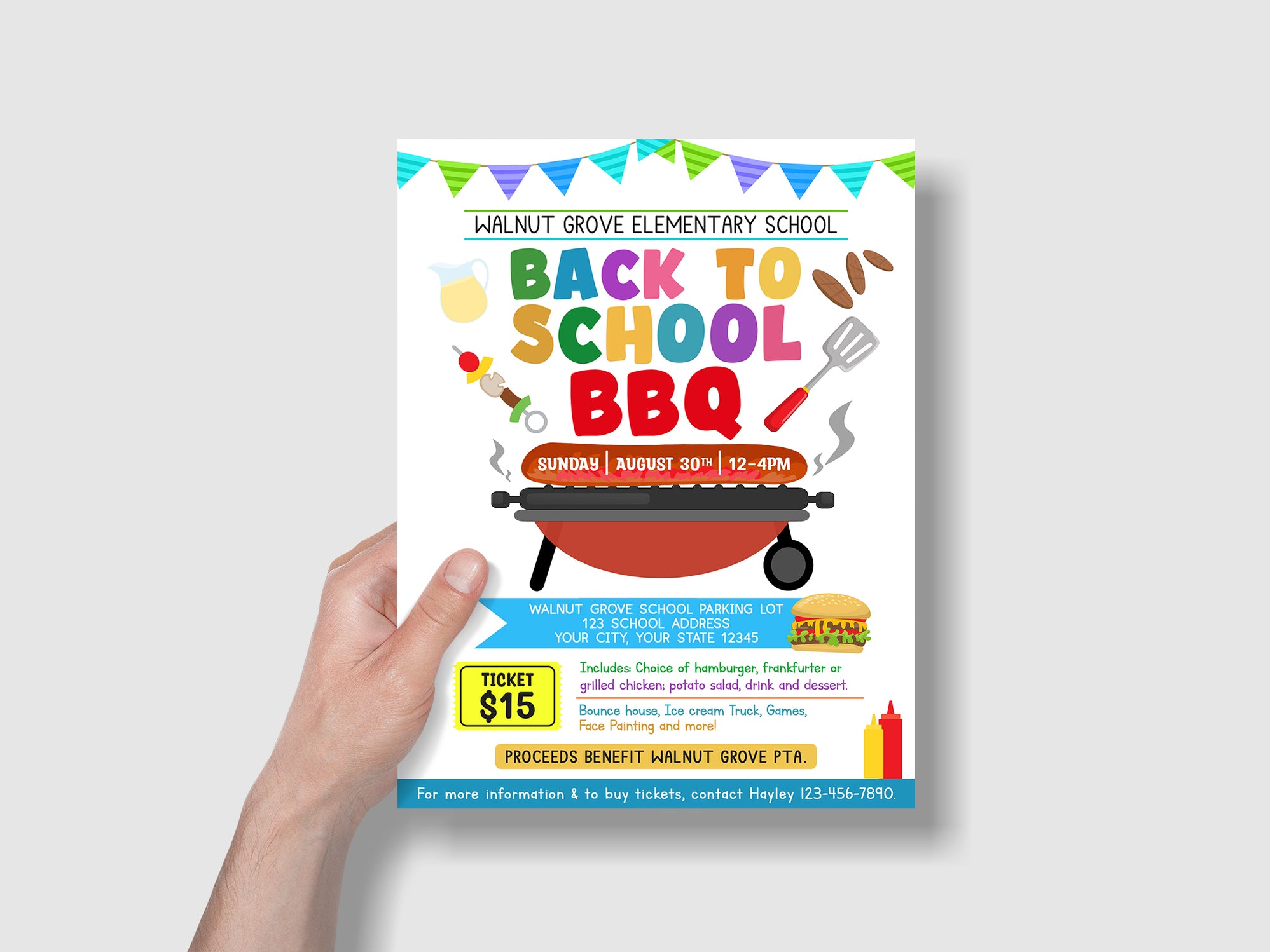 Editable Back To School Bbq Picnic Party Invitation Flyer Template ...