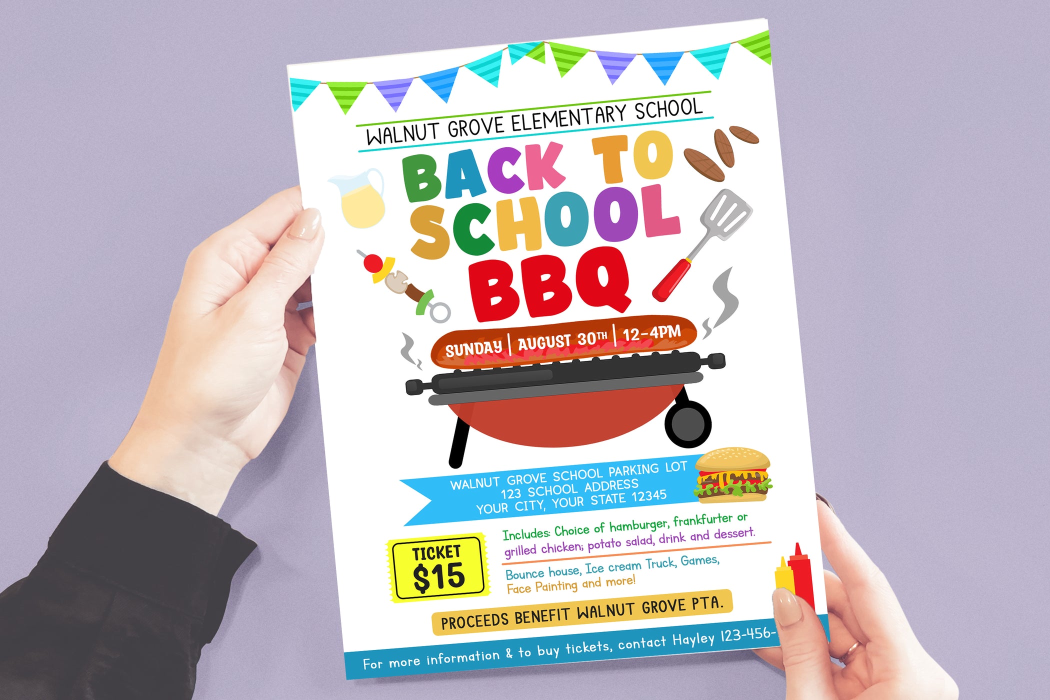 Editable Back To School Bbq Picnic Party Invitation Flyer Template ...