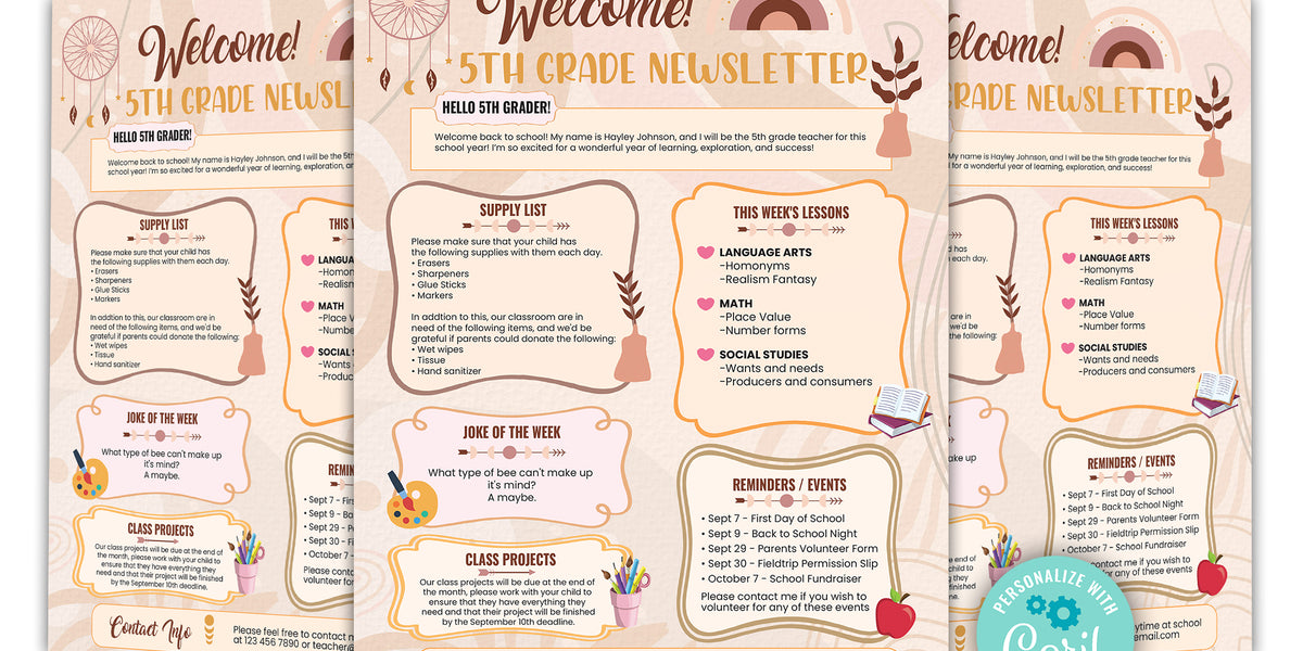 Boho Back to School Letter, Editable Welcome Back to School, Open Hous ...