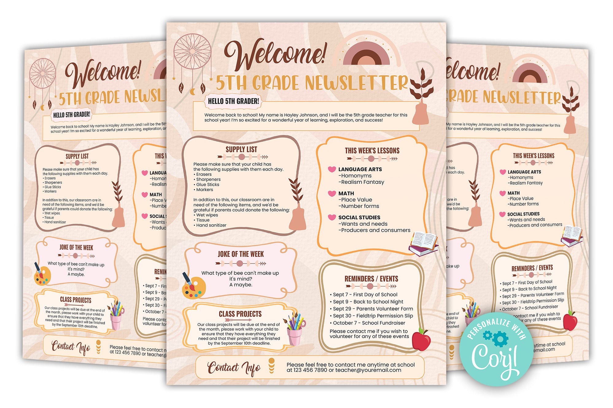 Boho Back to School Letter, Editable Welcome Back to School, Open Hous ...