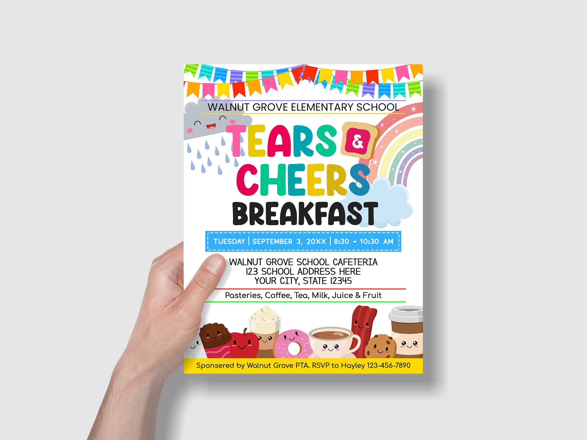Tears and Cheers Breakfast Invitation Template, Editable Back To Schoo ...