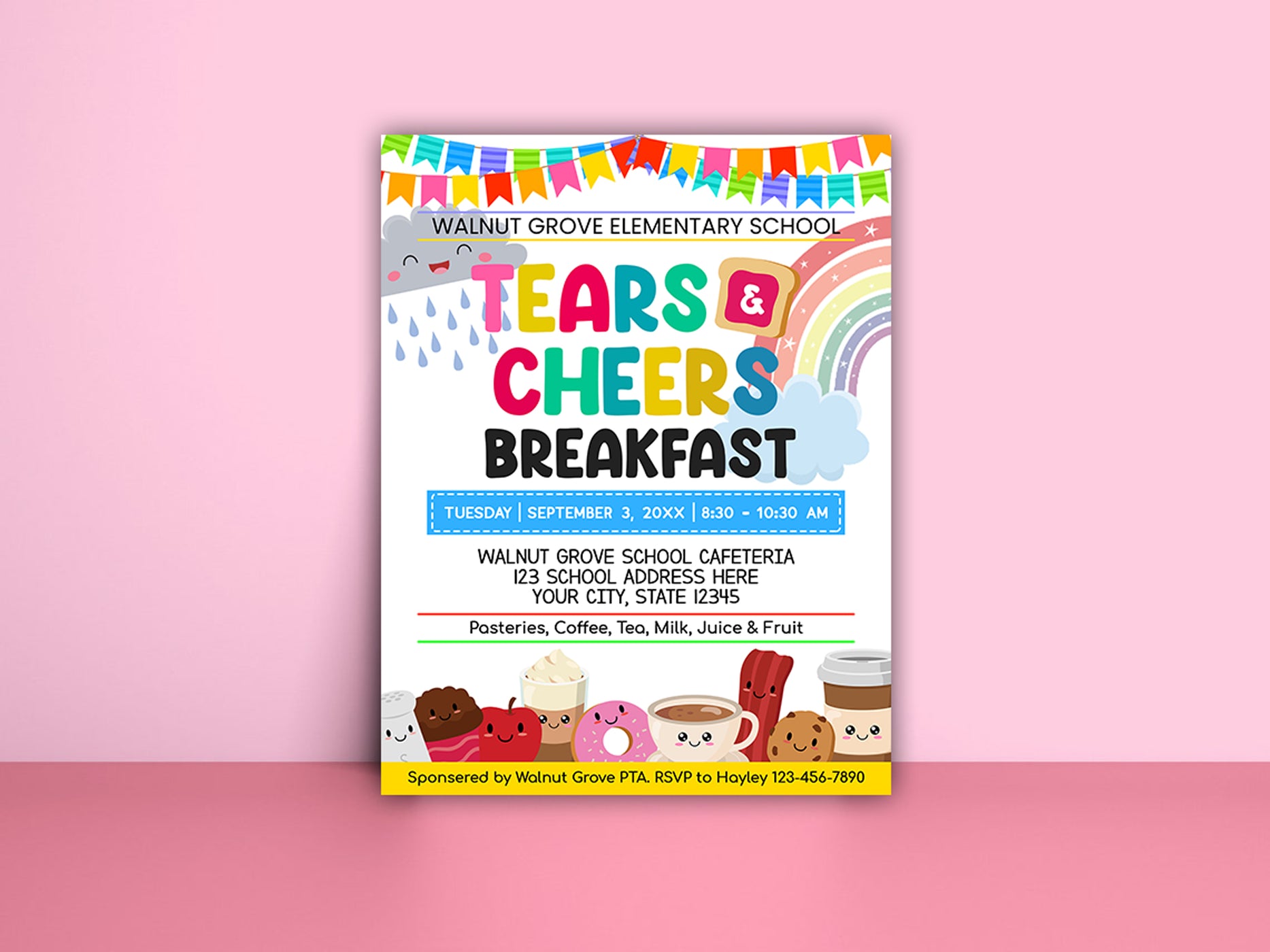 Tears and Cheers Breakfast Invitation Template, Editable Back To Schoo ...