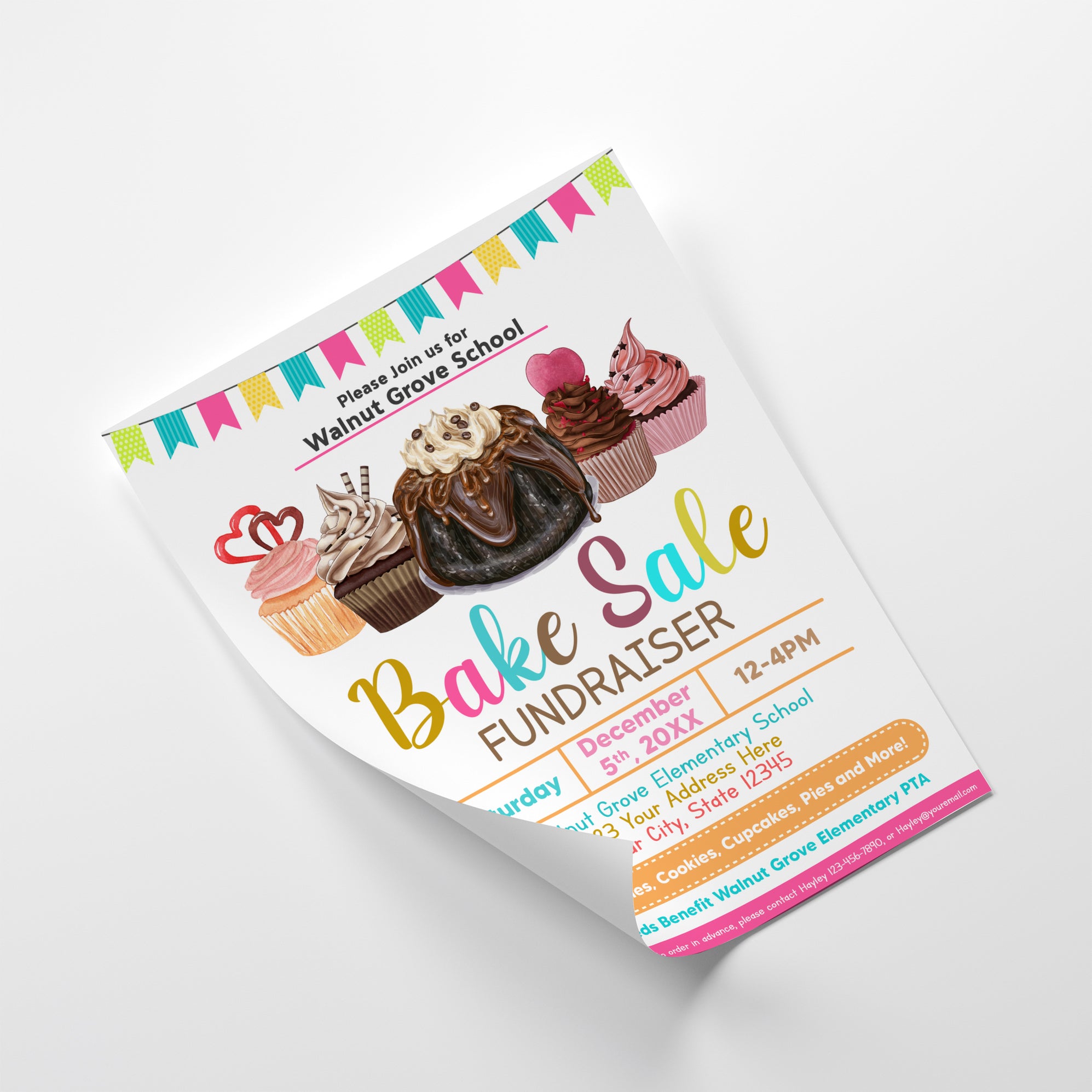 DIY Editable Bake Sale Fundraiser Flyer Template — Posh Park