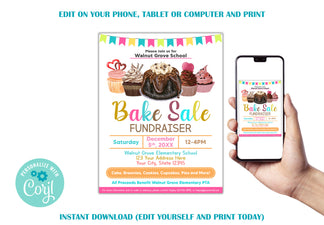 DIY Editable Bake Sale Fundraiser Flyer Template — Posh Park