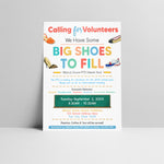 Editable DIY Big Shoes to Fill School Flyer Template, PTO PTA Voluntee ...