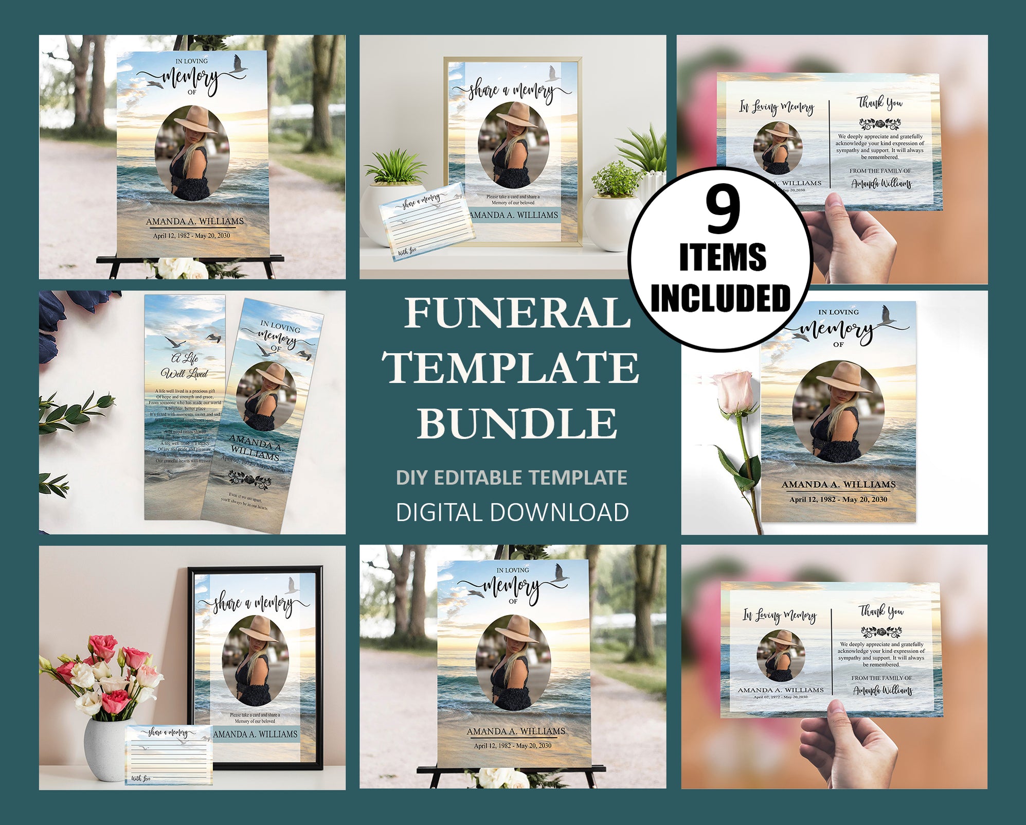 Ocean-Themed Funeral Program Template | 9 Piece Bundle — Posh Park
