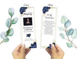 Editable 9+ Piece Navy Blue Rose Funeral Program Template with Picture ...