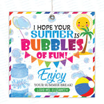 Editable Bubbles of Fun Summer Gift Tag, End of School Year Tags, Summ ...