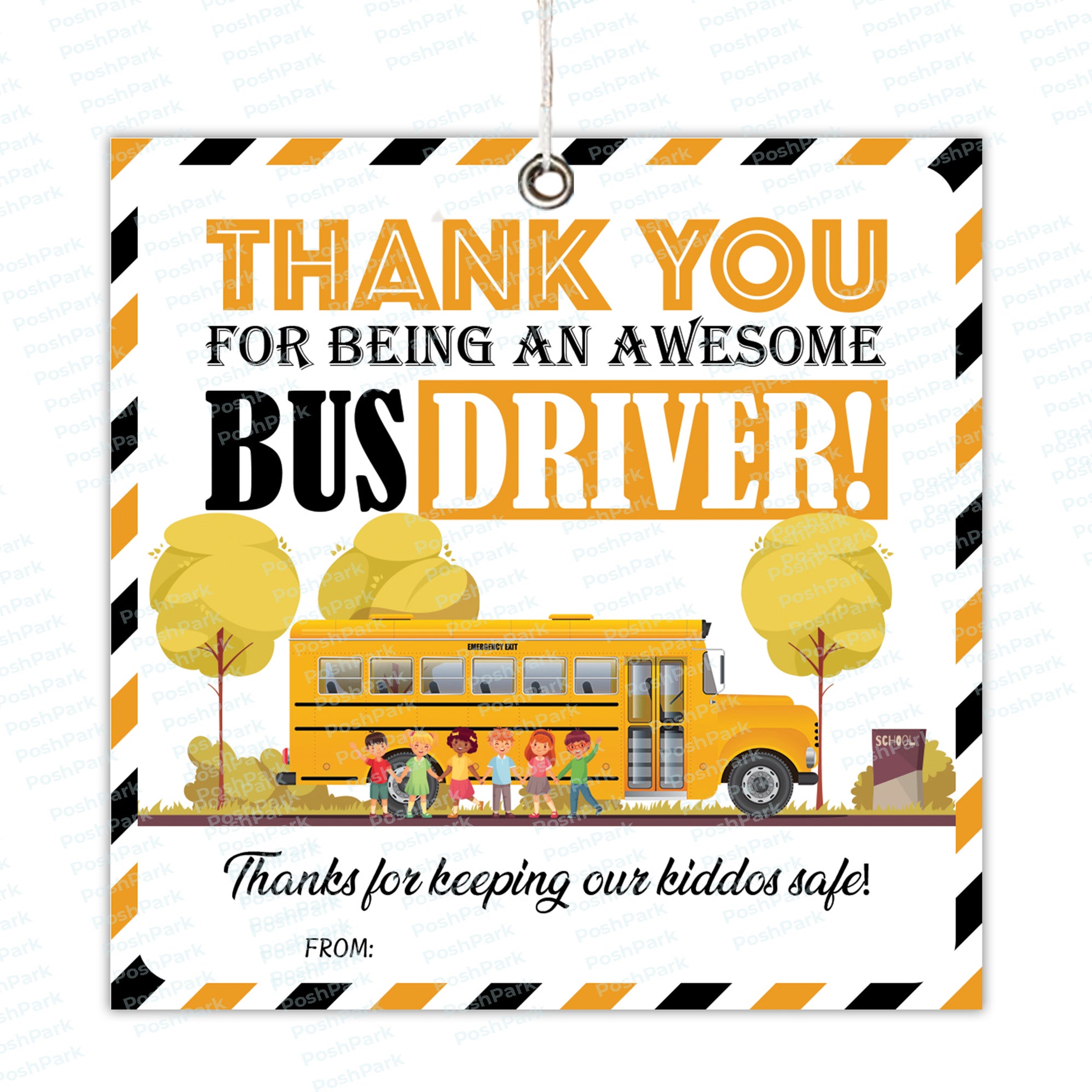Printable Bus Driver Appreciation Gift Tag, PDF Bus Driver Thank You T ...