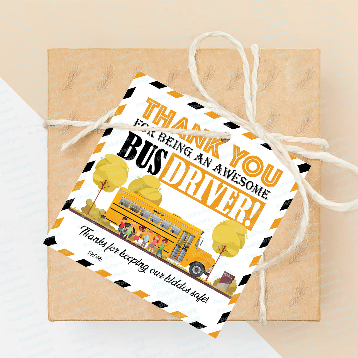 Printable Bus Driver Appreciation Gift Tag, PDF Bus Driver Thank You T ...