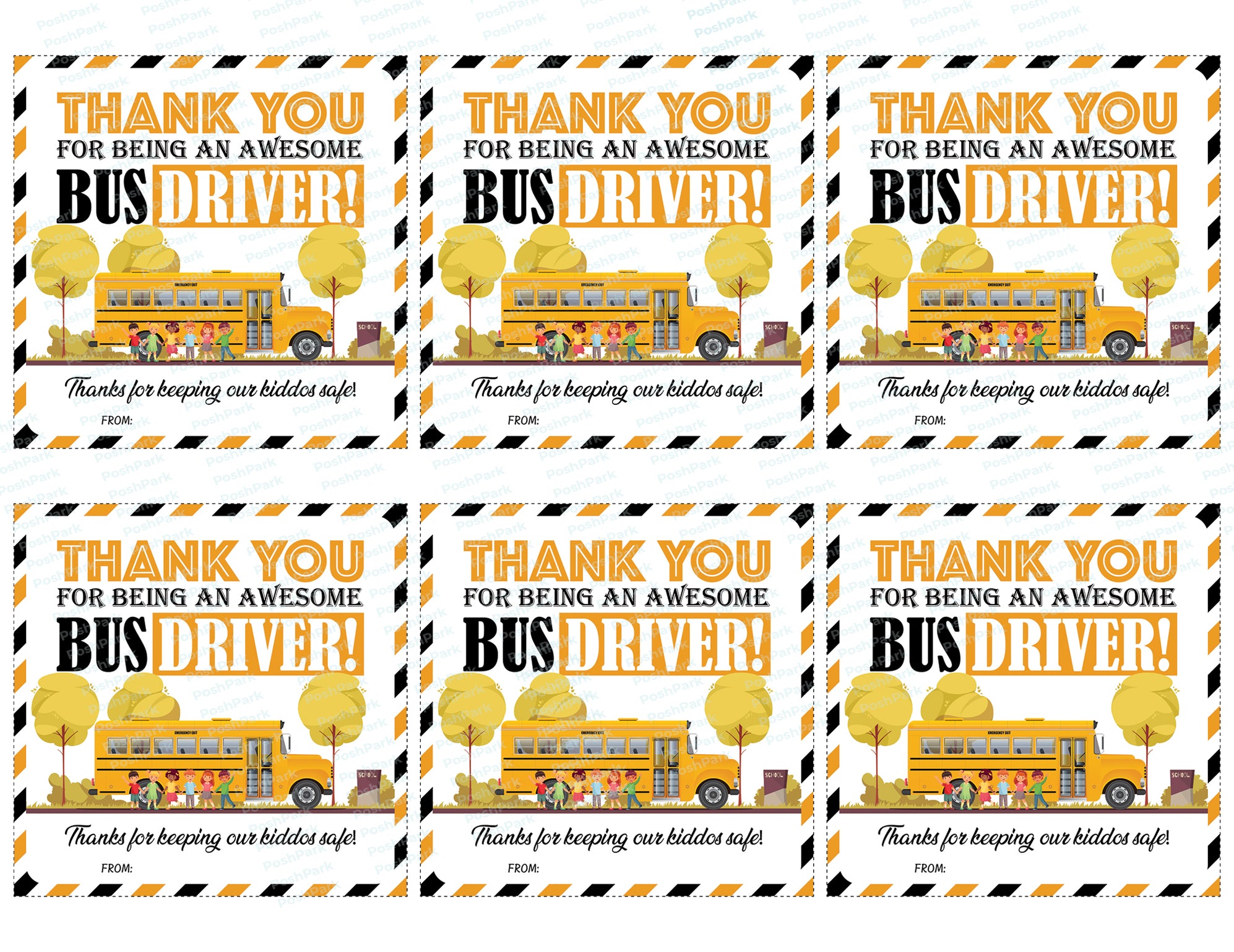 Printable Bus Driver Appreciation Gift Tag, PDF Bus Driver Thank You T ...