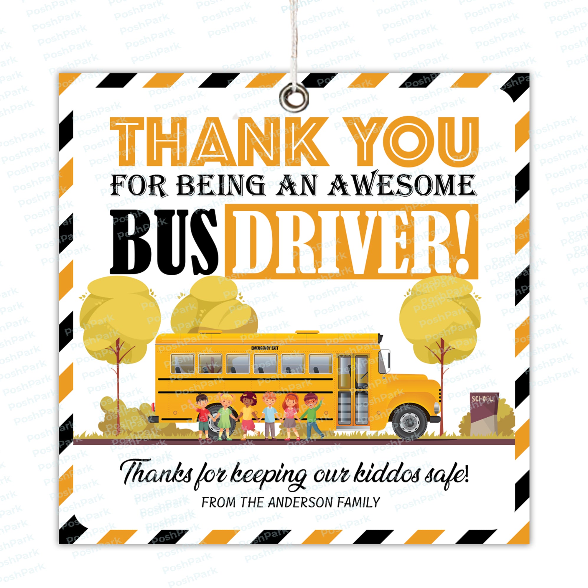 Bus Driver Thank You Gift Tag, Editable Bus Driver Appreciation Tag ...