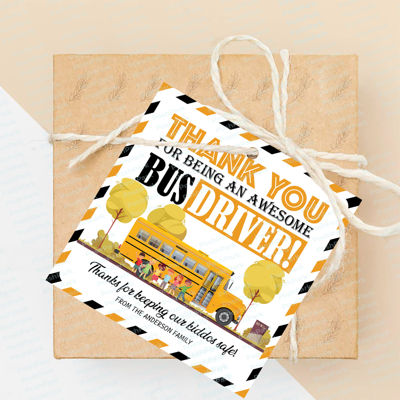 Bus Driver Thank You Gift Tag, Editable Bus Driver Appreciation Tag ...