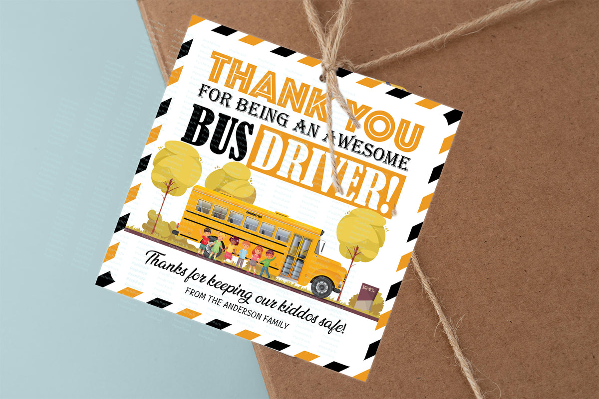 Bus Driver Thank You Gift Tag, Editable Bus Driver Appreciation Tag ...