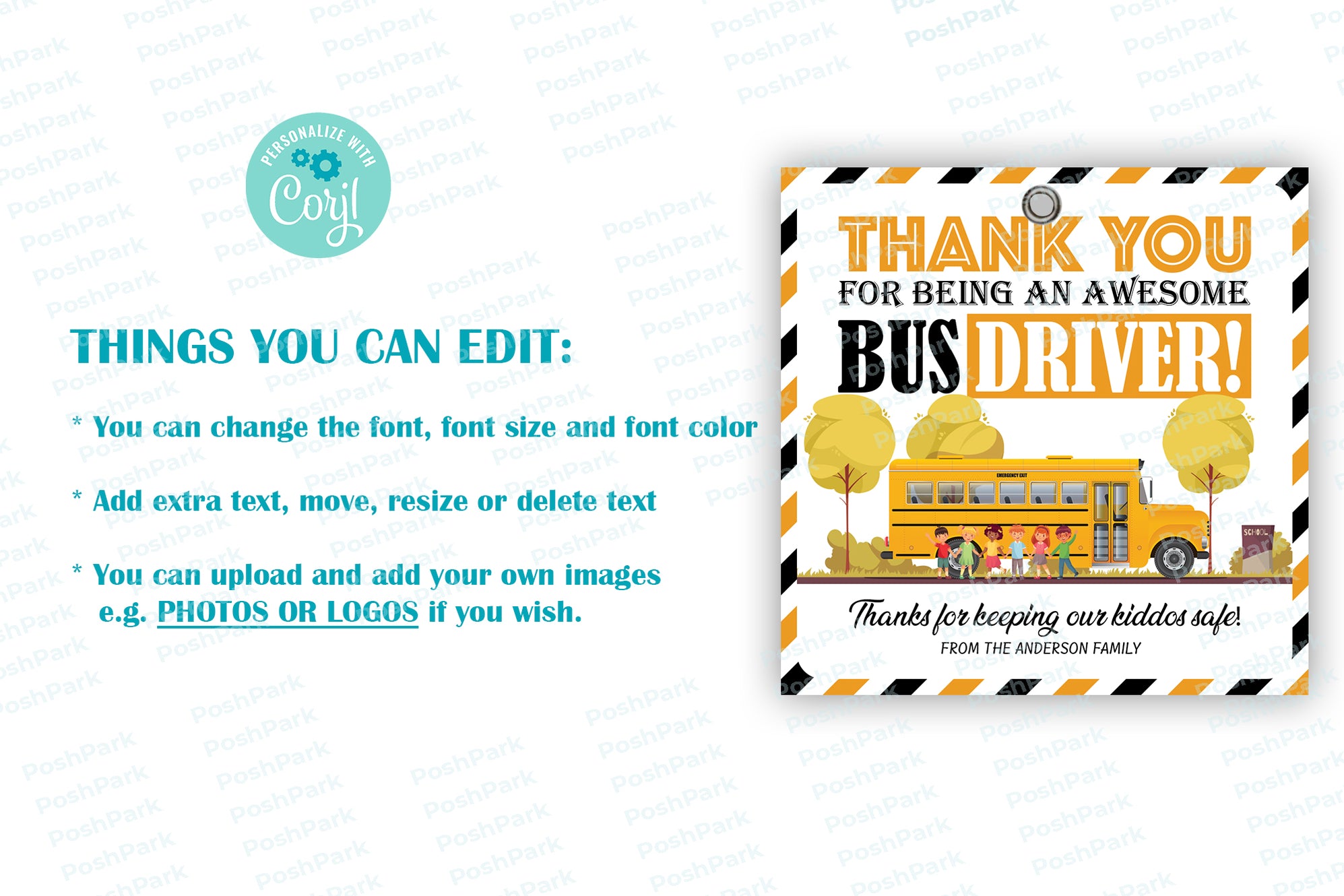 Bus Driver Thank You Gift Tag, Editable Bus Driver Appreciation Tag ...