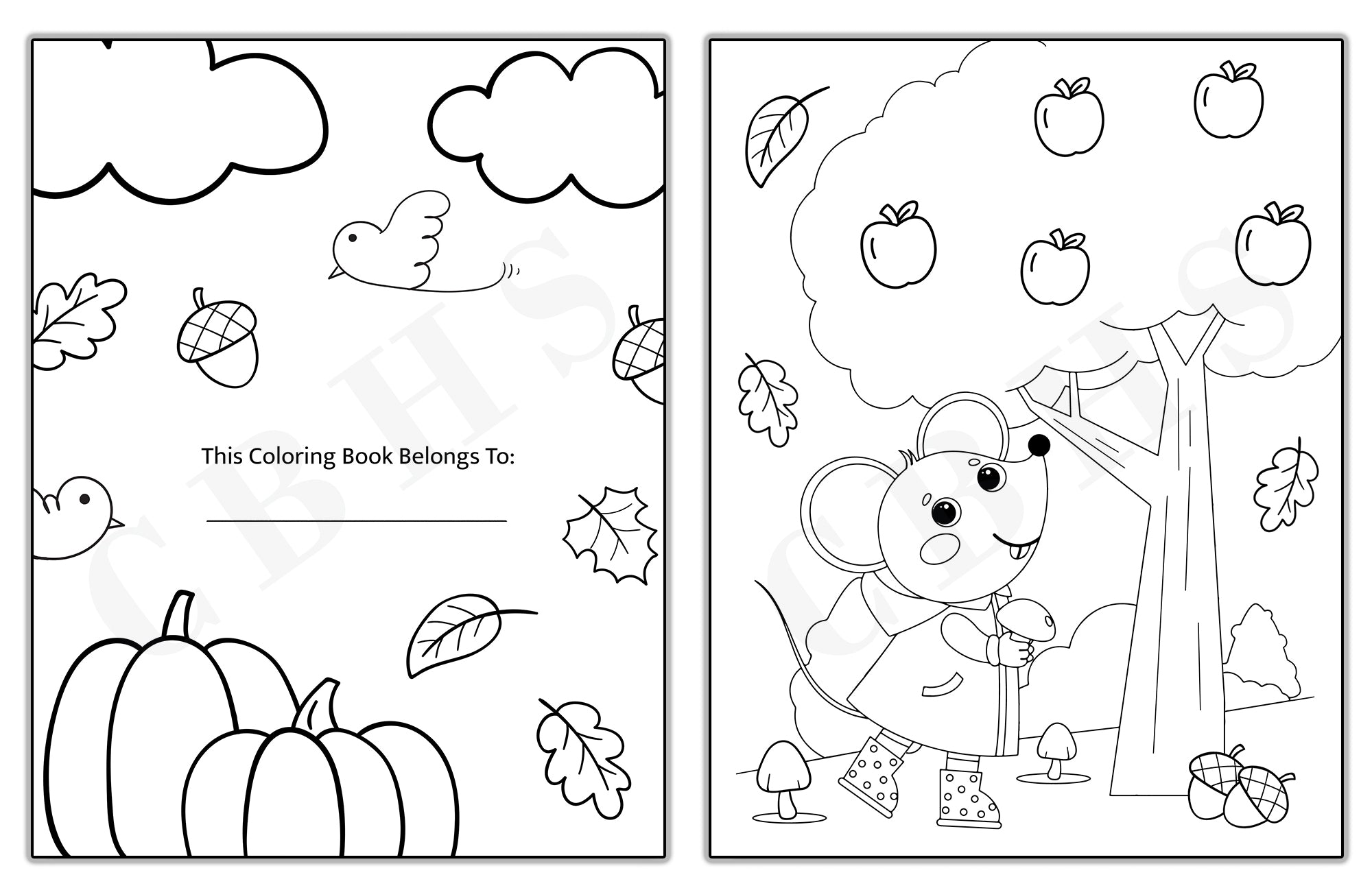 Printable Autumn Coloring Book Bundle, PDF Autumn Fall Thanksgiving Co ...