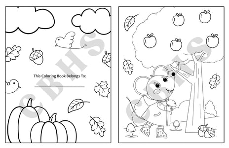 Printable PDF Fall Coloring Pages V1, Cute Autumn Kids Coloring Book P ...