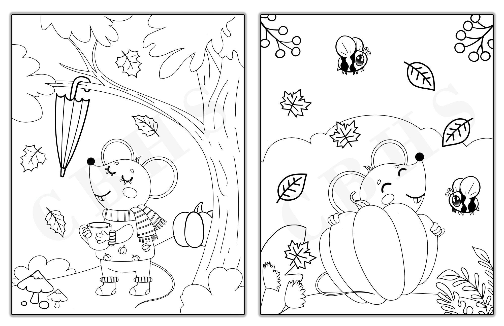 Printable Autumn Coloring Book Bundle, PDF Autumn Fall Thanksgiving Co ...