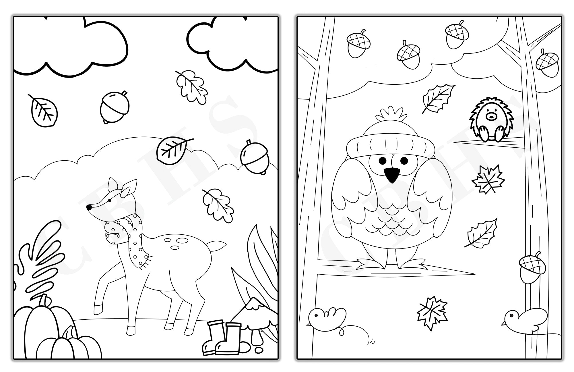 Printable Autumn Coloring Book Bundle, PDF Autumn Fall Thanksgiving Co ...