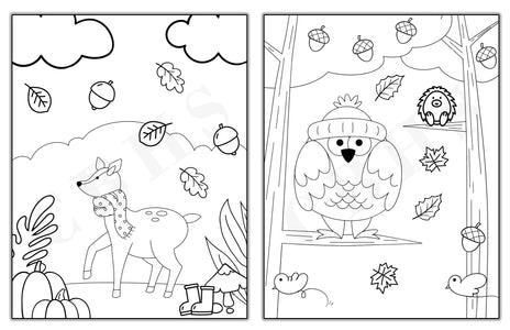 Printable Autumn Coloring Book Bundle, PDF Autumn Fall Thanksgiving Co ...