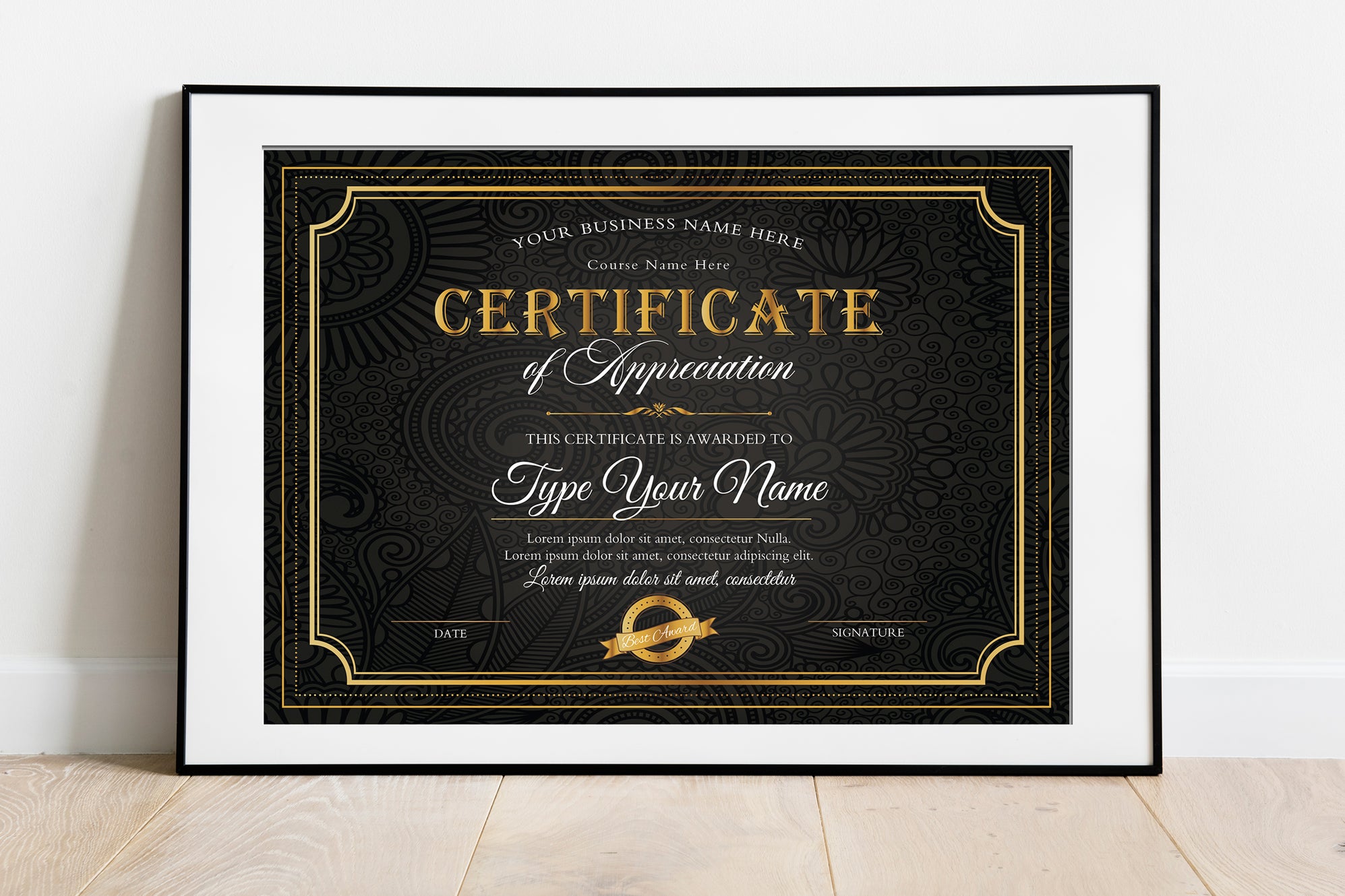 DIY Editable Certificate of Appreciation Black and Royal Blue Bundle ...