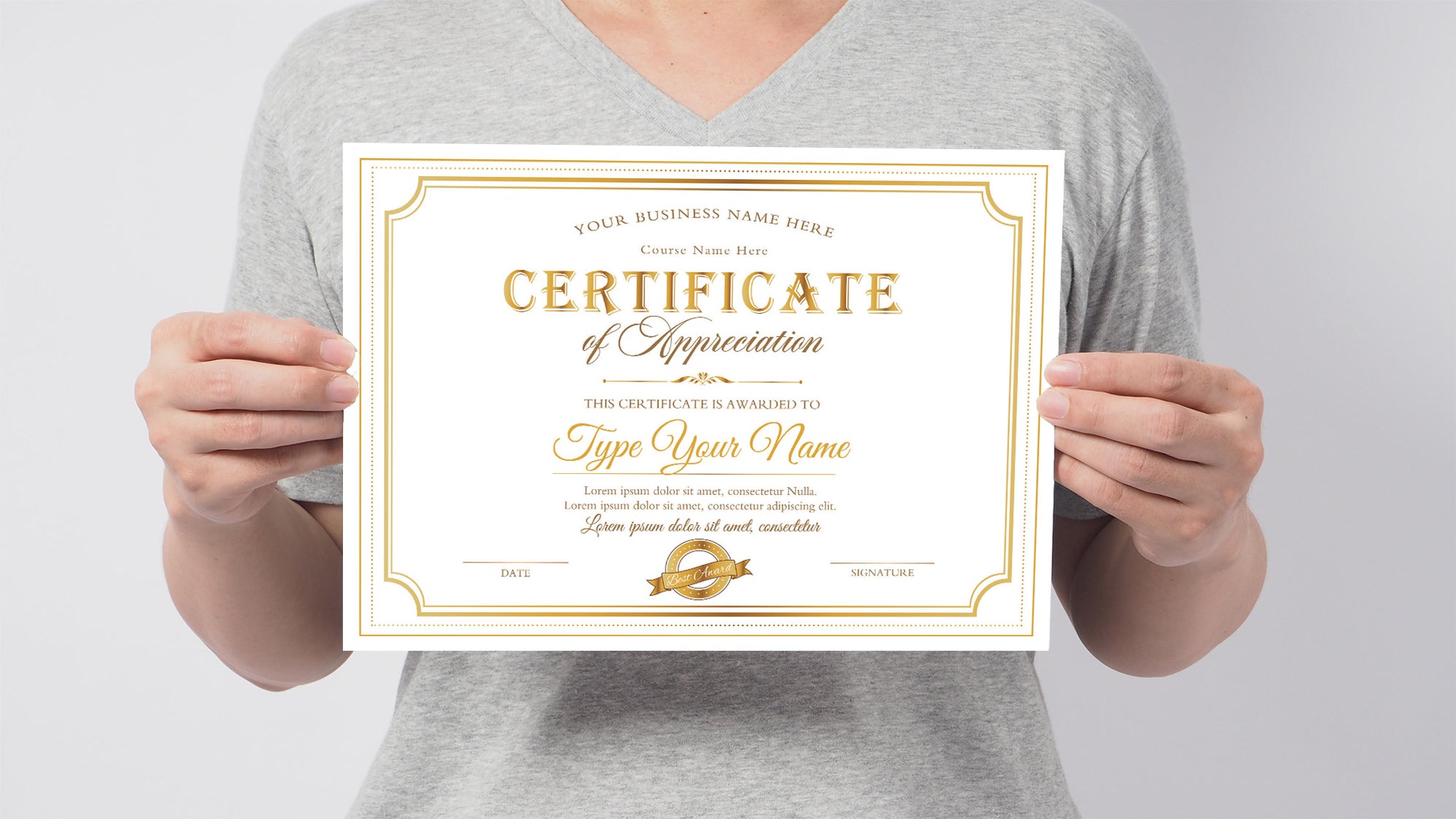 Editable Custom Award and Certificate of Appreciation Template — Posh Park