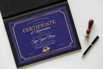 Editable DIY Certificate of Appreciation Royal Blue and Gold, Custom A ...