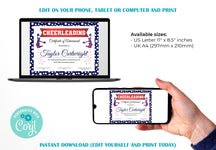 DIY Cheerleading Certificate Blue and Red Set of 2, Bundle Cheerleader ...