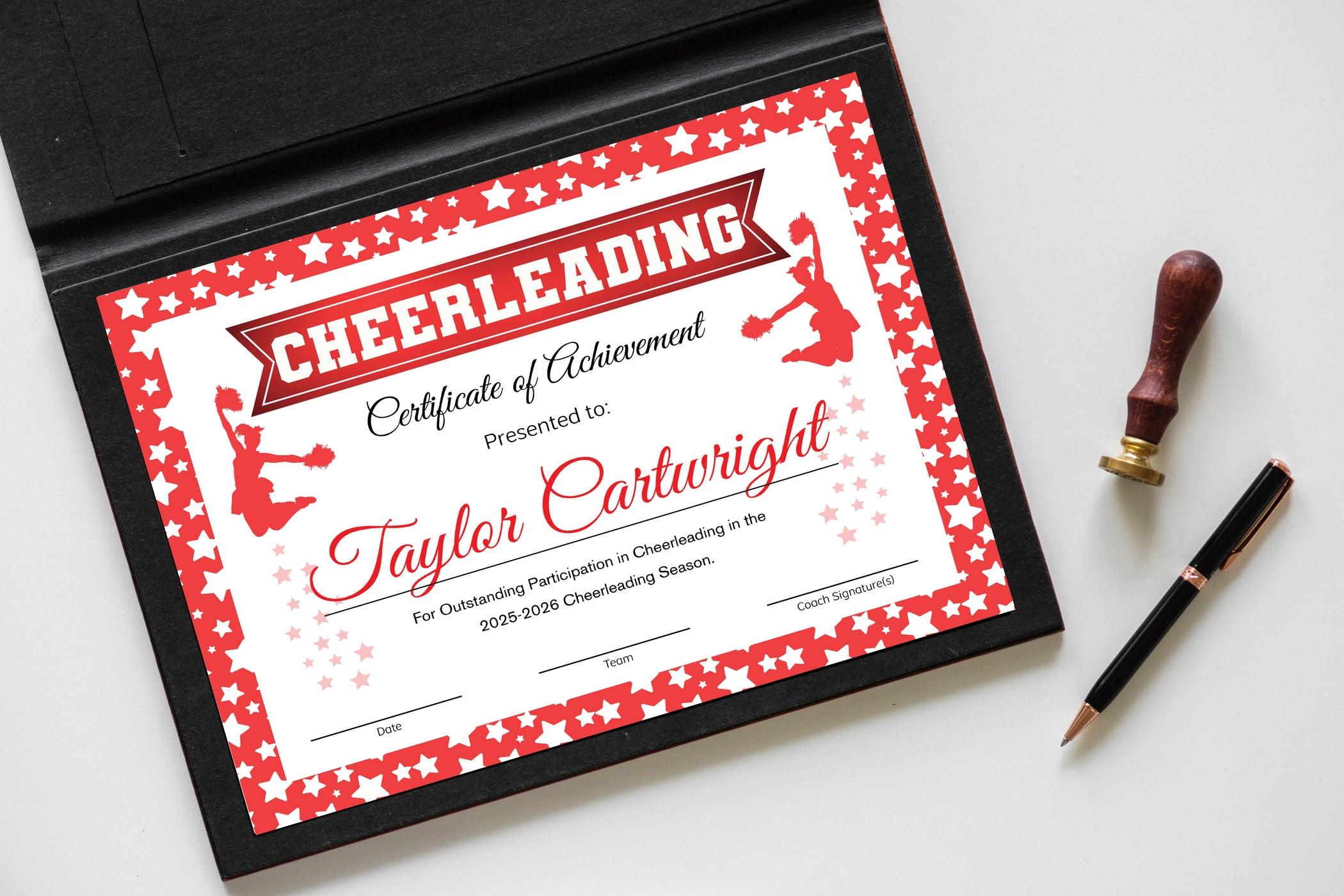 DIY Cheerleading Certificate Blue and Red Set of 2, Bundle Cheerleader ...