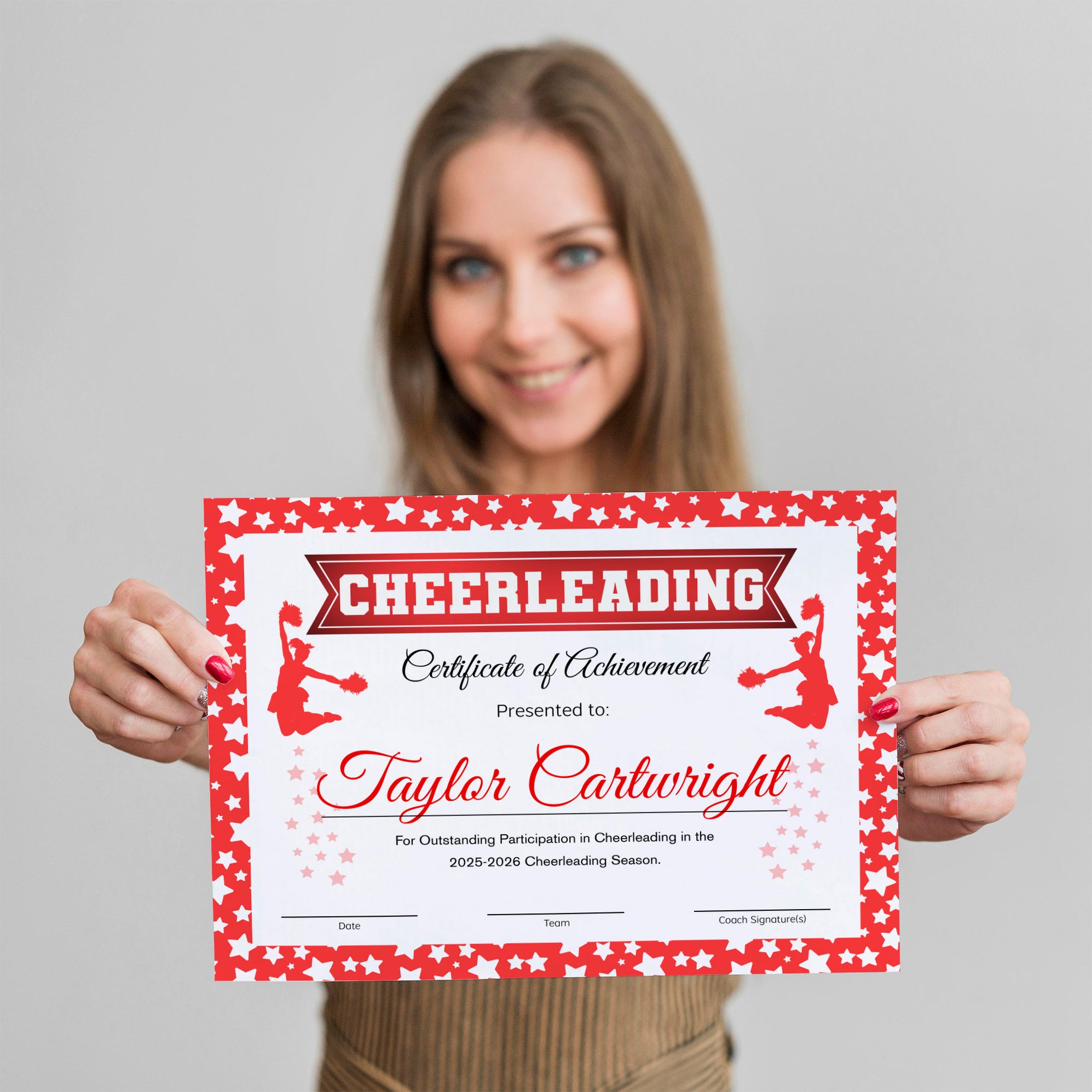 DIY Cheerleading Certificate Blue and Red Set of 2, Bundle Cheerleader ...