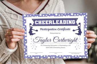 Cheerleading Certificate Template Purple, Editable Cheerleading Awards ...