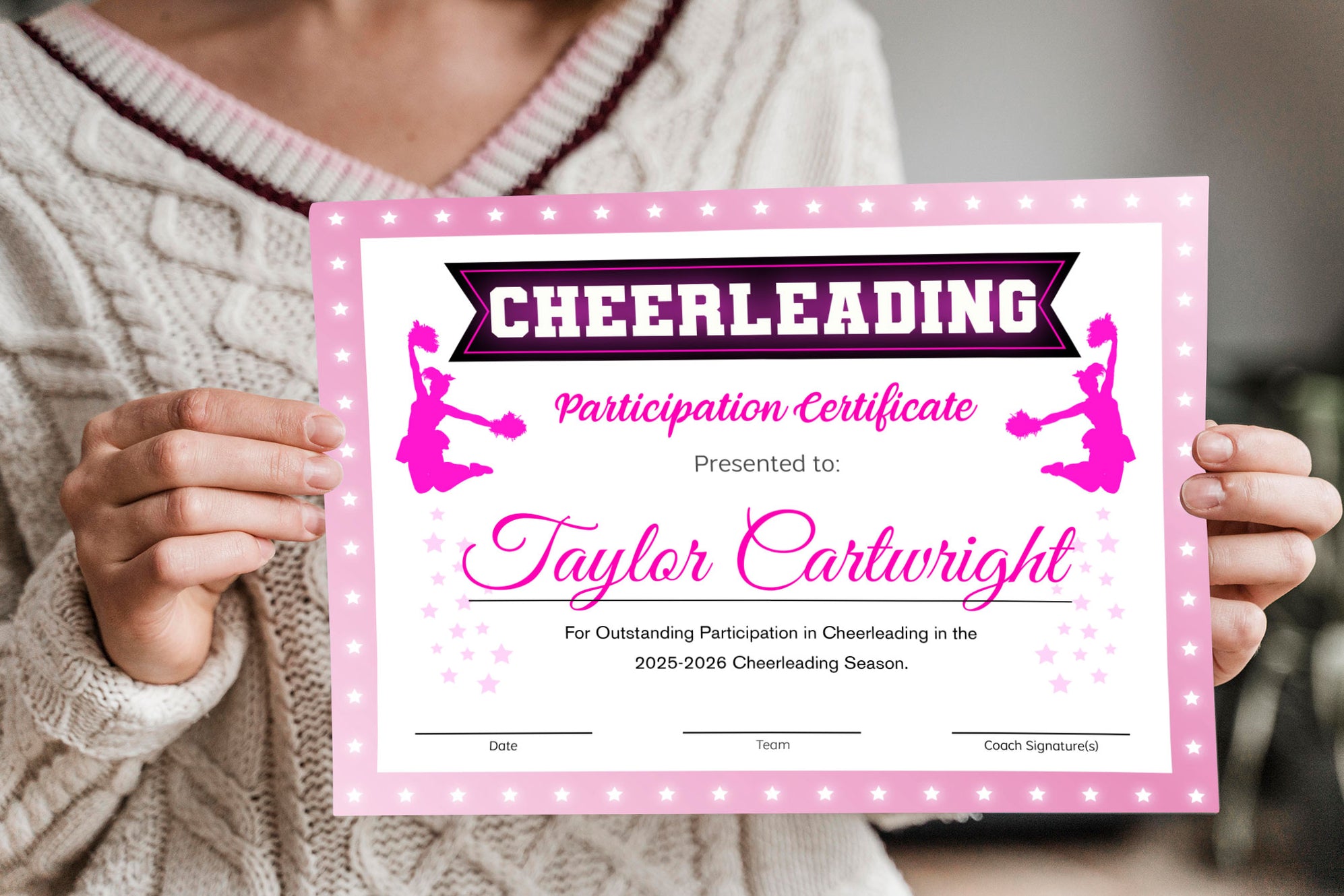 DIY Cheerleader Certificate Set of 4 Bundle, Sports Award Cheerleading ...