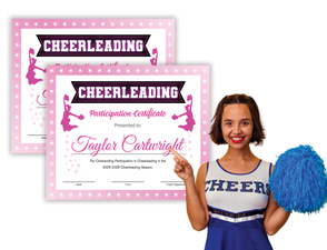 DIY Set of 2 Cheerleader Certificates Bundle, Editable Purple and Pink ...