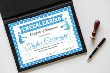 DIY Editable Cheerleader Certificate Light Blue, Customizable Sports A ...