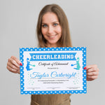 DIY Editable Cheerleader Certificate Light Blue, Customizable Sports A ...