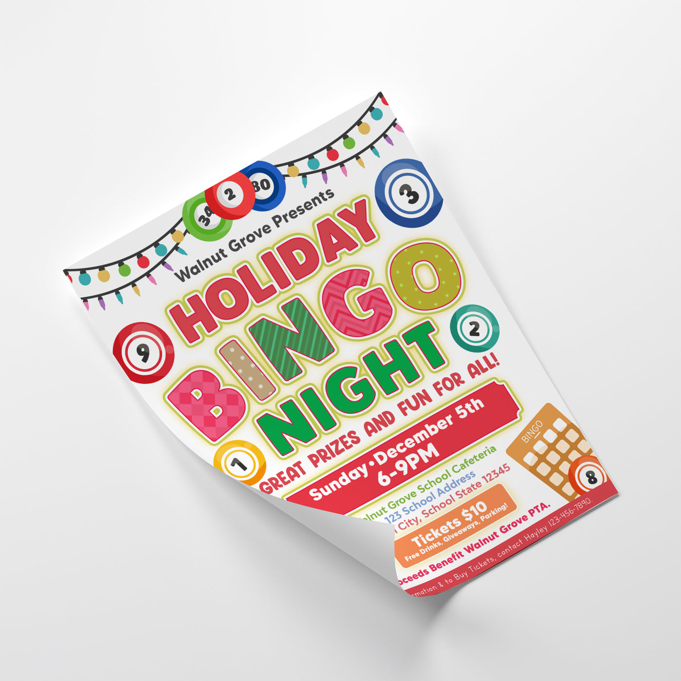 DIY Holiday Bingo Night Flyer, Editable Christmas Family Game Night In ...