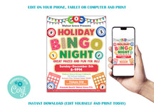 DIY Holiday Bingo Night Flyer, Editable Christmas Family Game Night In ...