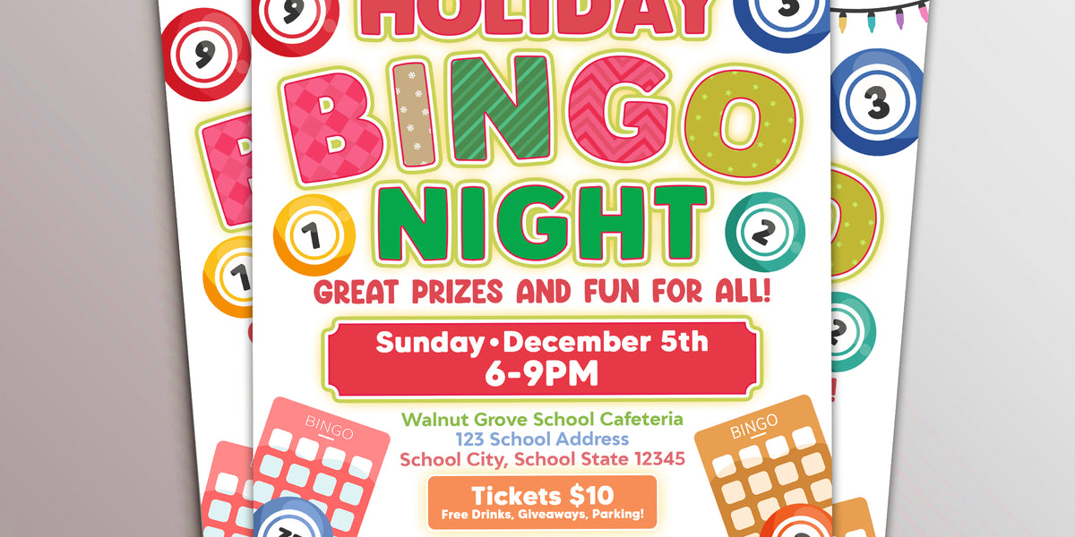 DIY Holiday Bingo Night Flyer, Editable Christmas Family Game Night In ...