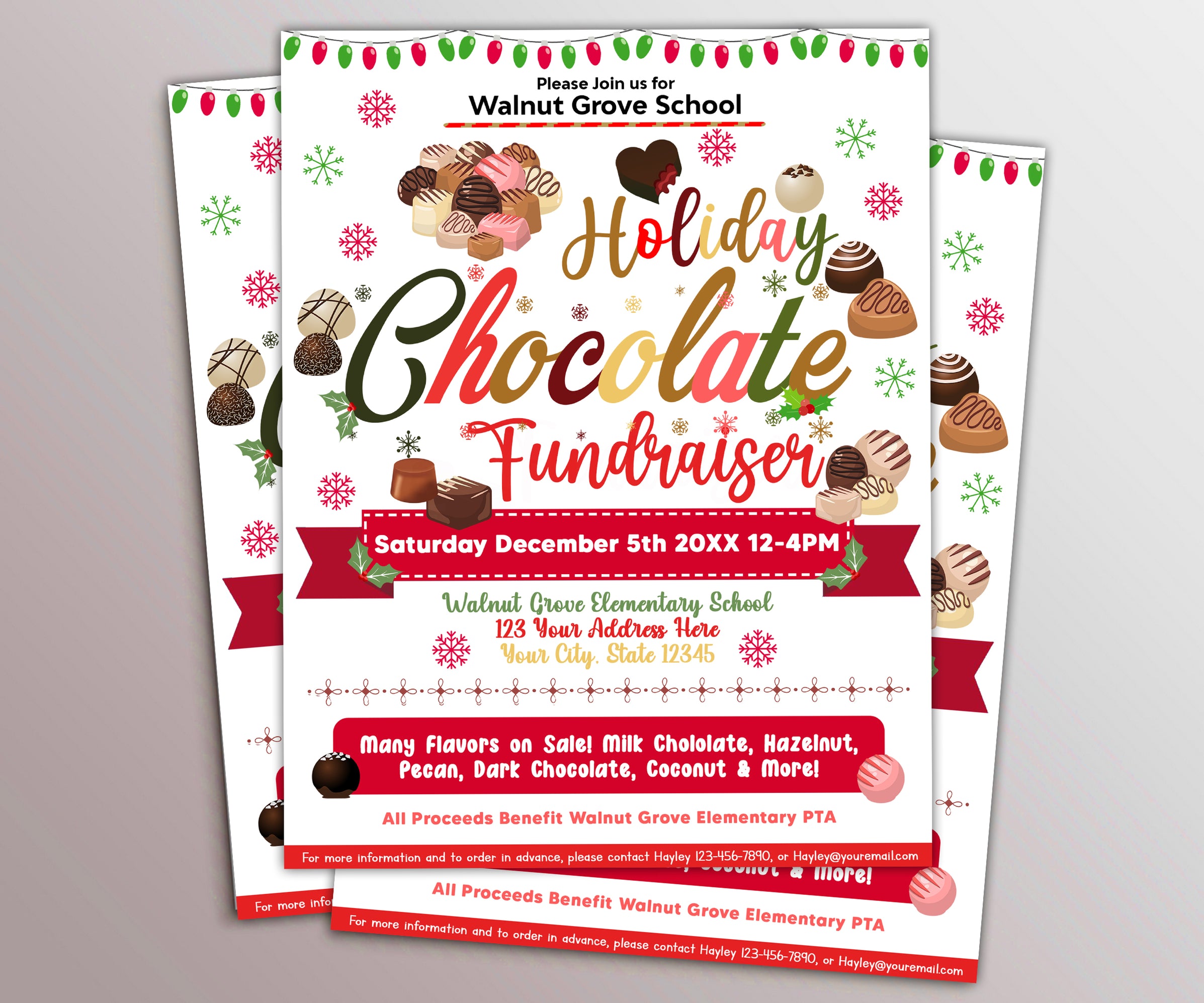 DIY Editable Holiday Chocolate Fundraiser Flyer, Christmas Candy Flyer ...