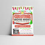 Editable Christmas Movie Night Flyer Template, Custom Digital Cinema P ...