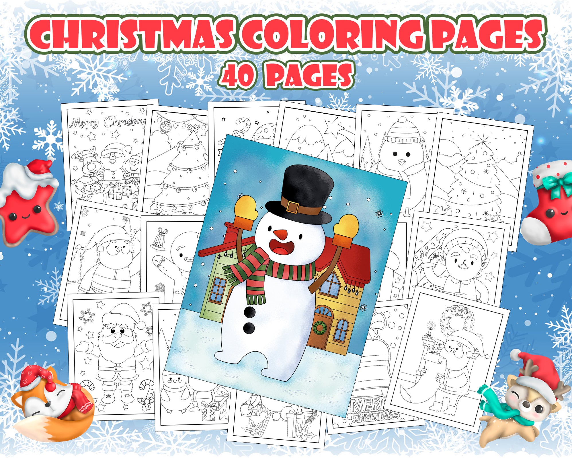Printable Christmas Coloring Pages for Adults and Kids, PDF Holiday Co ...