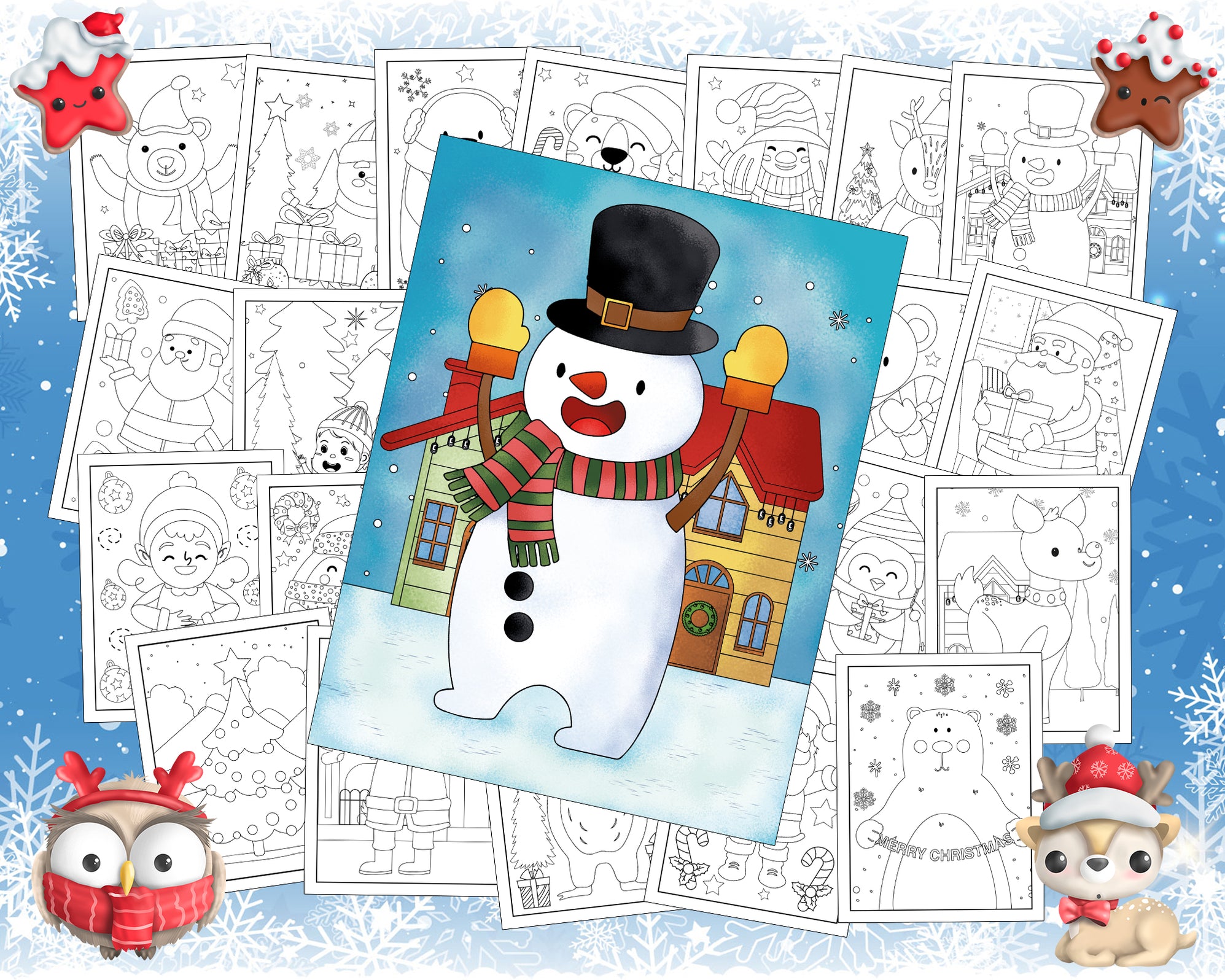 Printable Christmas Coloring Pages for Adults and Kids, PDF Holiday Co ...