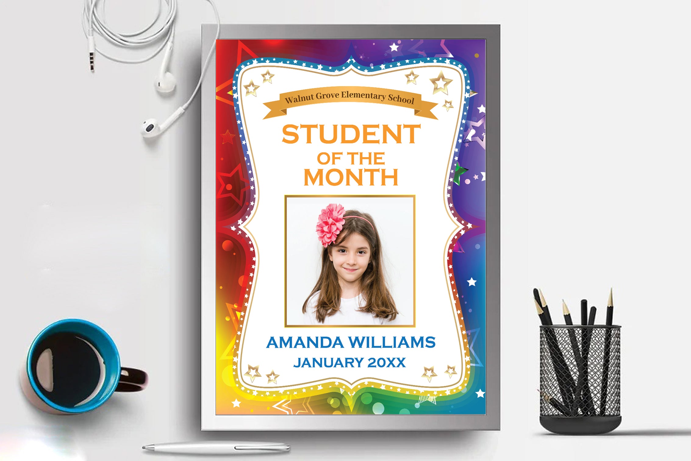 DIY Editable Student Of The Week Award Template with Stars, Customizab ...