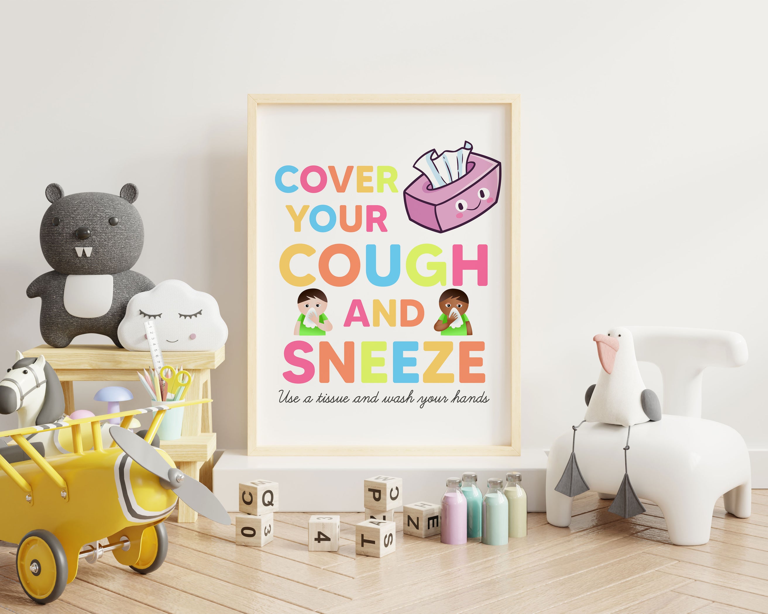Printable PDF Cover Your Mouth Cough and Sneeze Sign Poster, School He ...