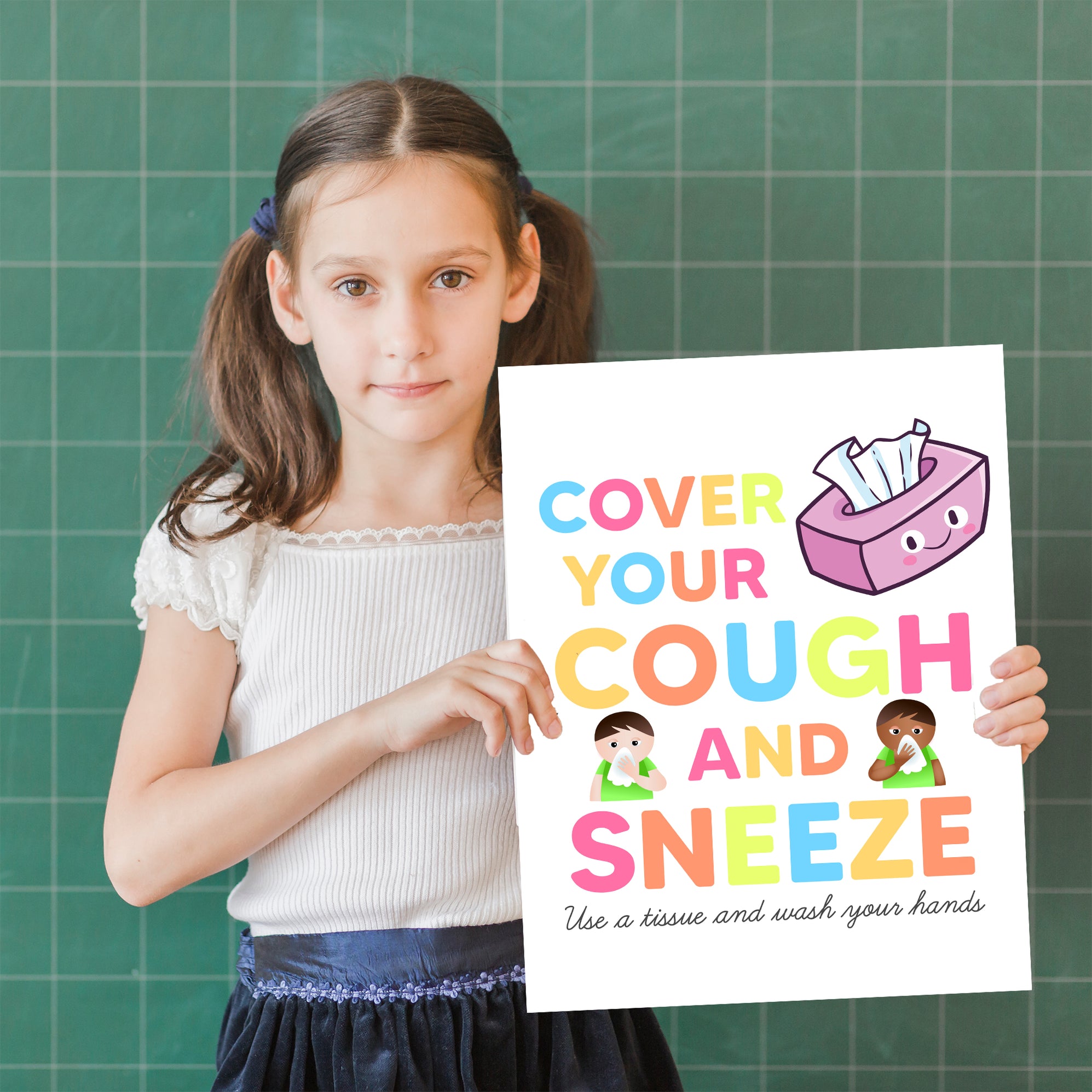 Printable PDF Cover Your Mouth Cough and Sneeze Sign Poster, School He ...