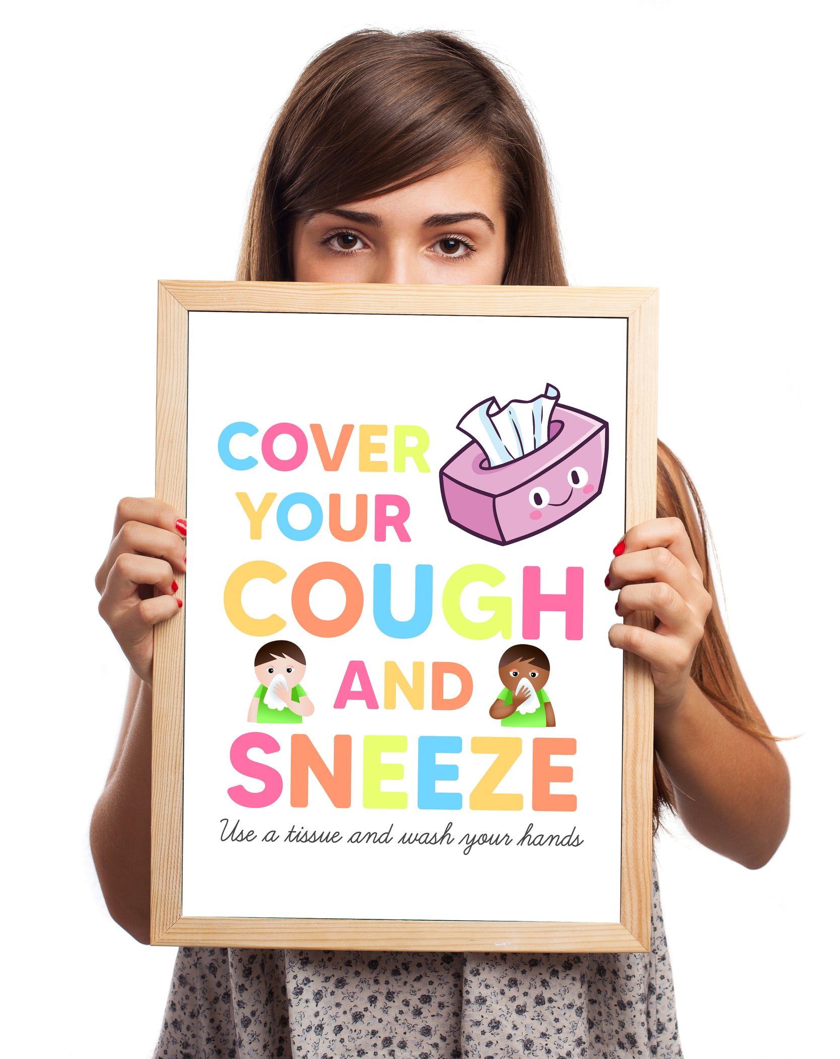 Printable PDF Cover Your Mouth Cough and Sneeze Sign Poster, School He ...