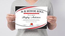 Customizable Red And Black AB Honor Roll Certificate | School Award ...