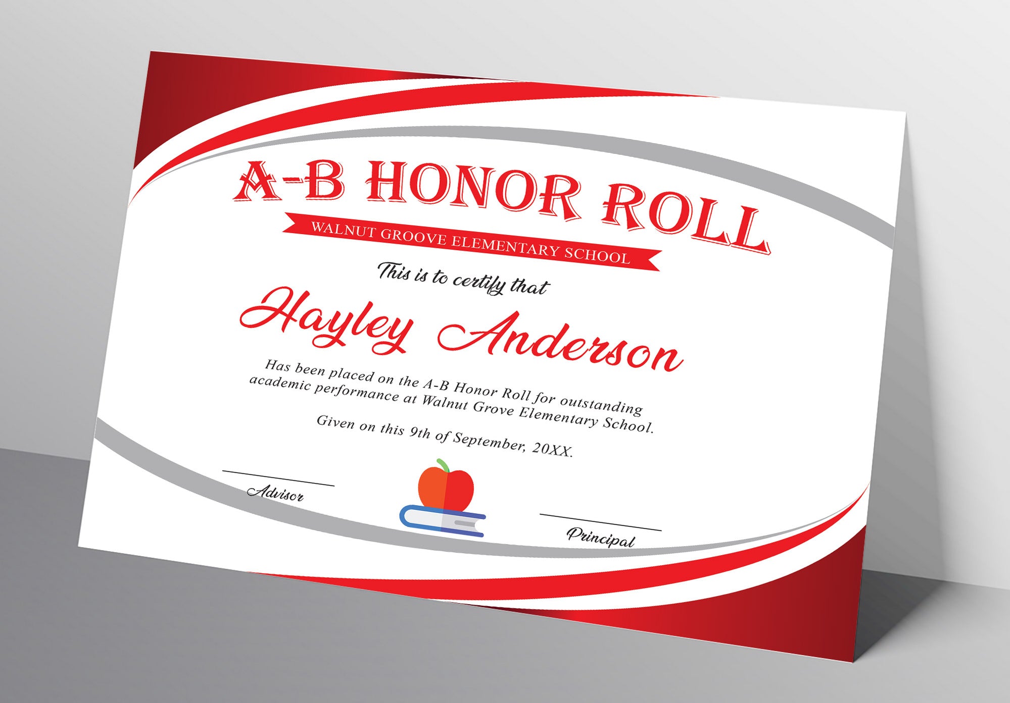 AB Honor Roll Certificate Red | School Award Template - PoshPark — Posh ...