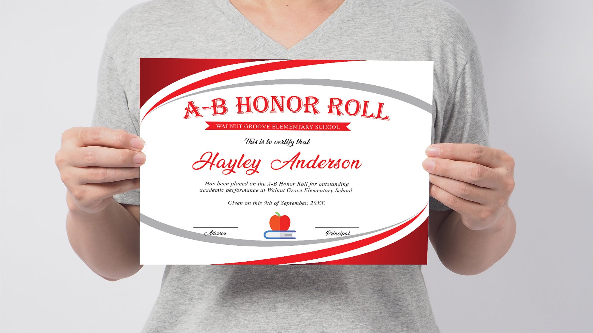 AB Honor Roll Certificate Red | School Award Template - PoshPark — Posh ...