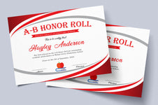 AB Honor Roll Certificate Red | School Award Template - PoshPark — Posh ...